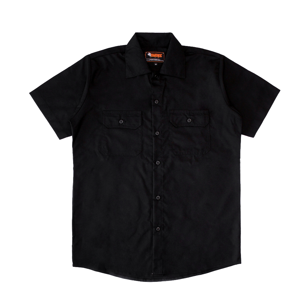 Jual SMOKE Workshirt Kemeja Polos Hitam | Shopee Indonesia