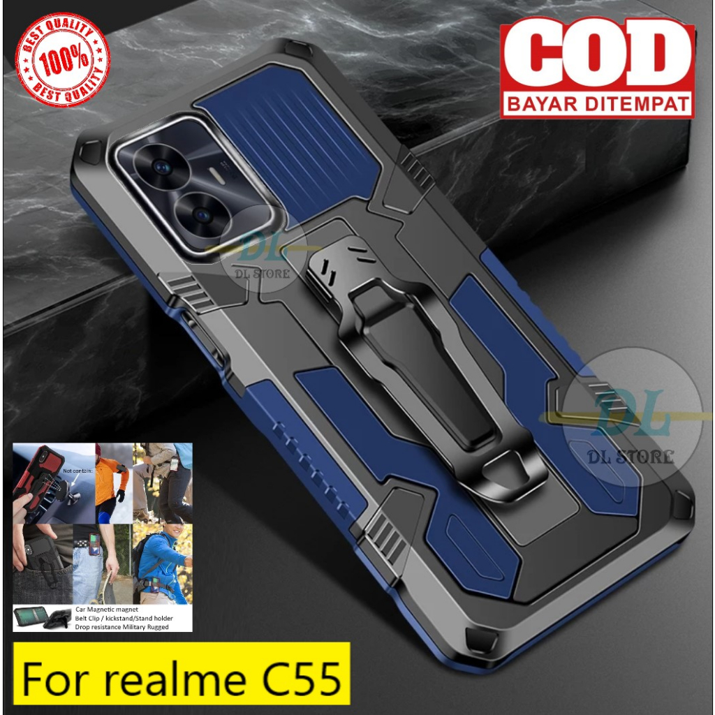 Jual CASING UNTUK REALME C55 CASING STANDING BACK KLIP HARD CASE ROBOT ...