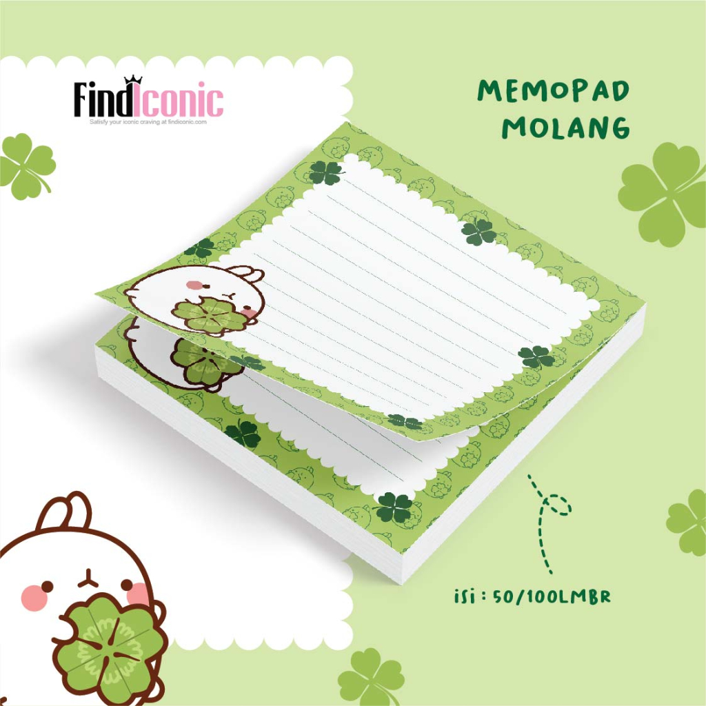 Jual memo pad cute molang 50lembar catatan notepad kpop molang series ...