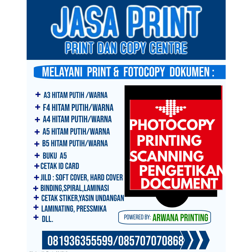 Jual JASA CETAK DOKUMEN PRINT, FOTOCOPY,CETAK BUKU, UNDANGAN,ID CARD dll | Shopee Indonesia
