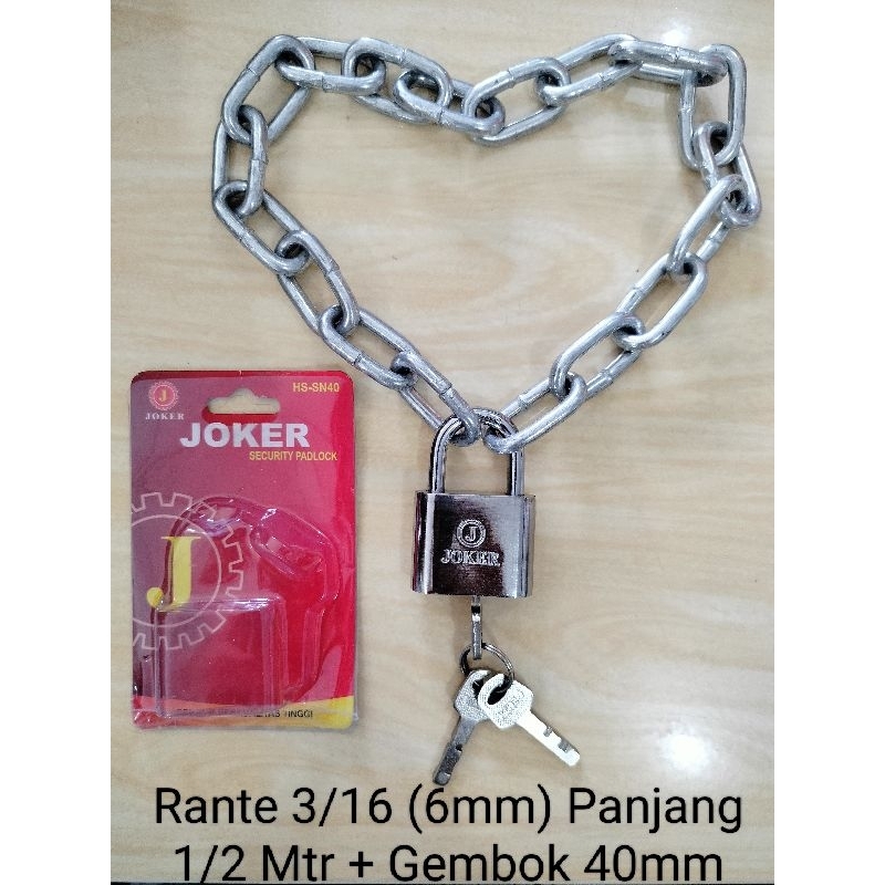 Jual Rante Besi Kapal 3/16 ( 6mm ) + Gembok 40 mm | Shopee Indonesia