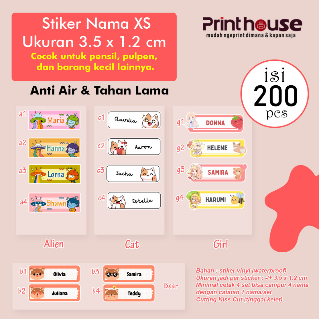 Jual Stiker Nama Custom XS | Shopee Indonesia