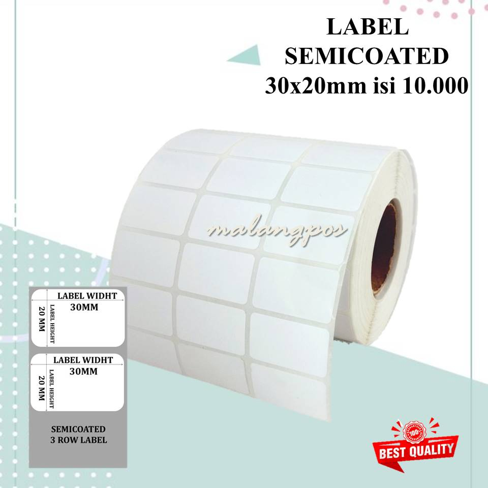 Jual KERTAS LABEL BARCODE SEMICOAT 30x20 3 LINE GAP ISI 10000 STIKER SEMICOATED 30x20 CETAK NAMA ...