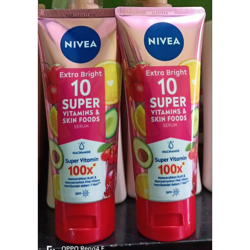 Jual Nivea Extra Bright 10 Super Vitamin & skin foods Serum 180ml ...