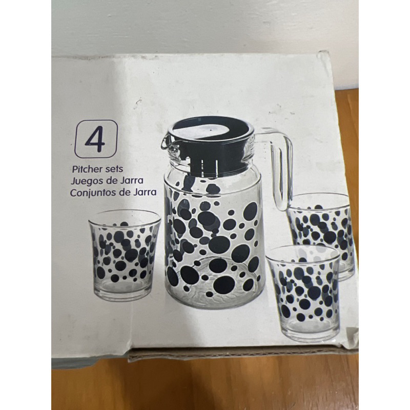 Jual TEKO KIM GLASS POLKADOT / GARIS TEKO SET PITCHER | Shopee Indonesia