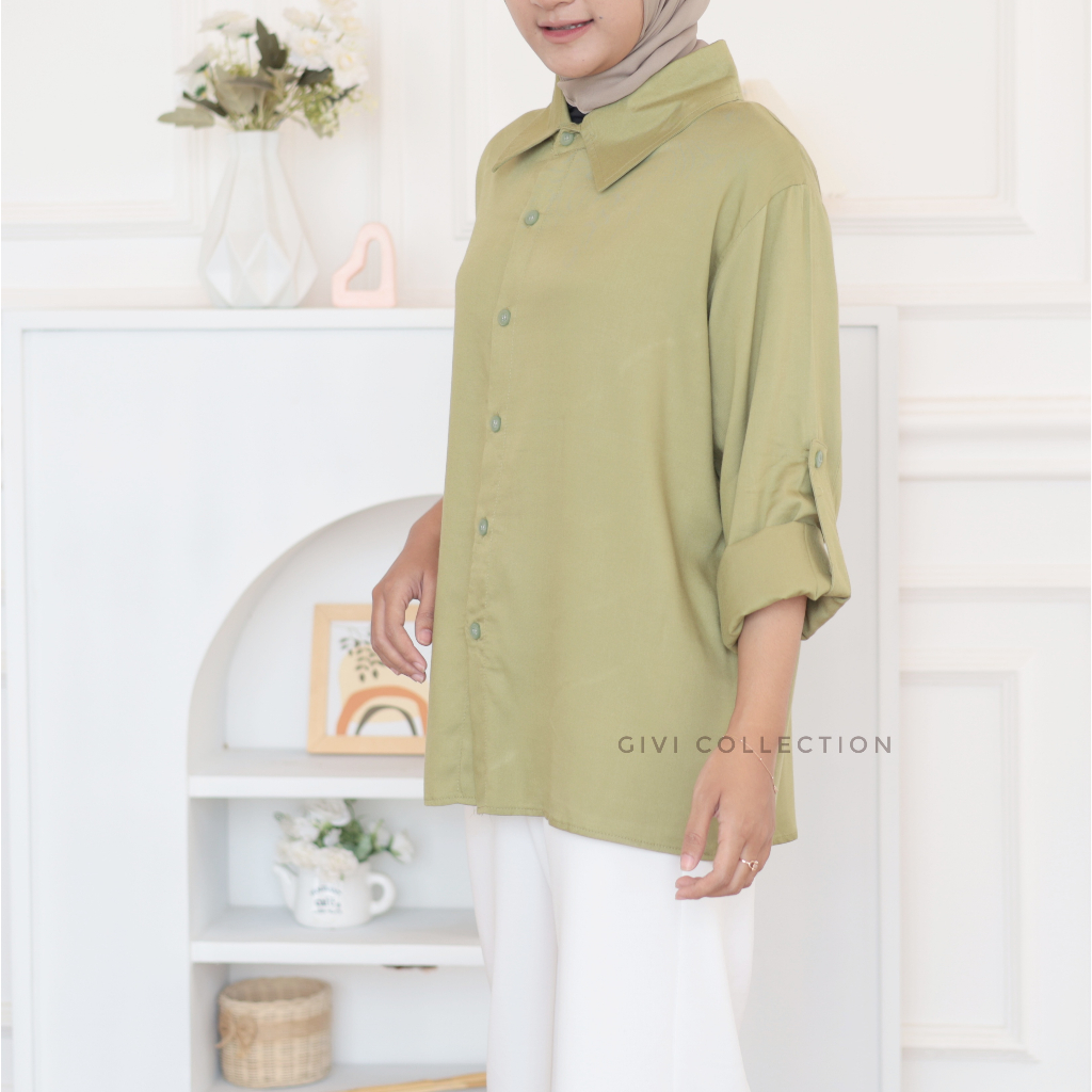 Jual megie shirt | kemeja polos wanita rayon twill tebal | kemeja ...