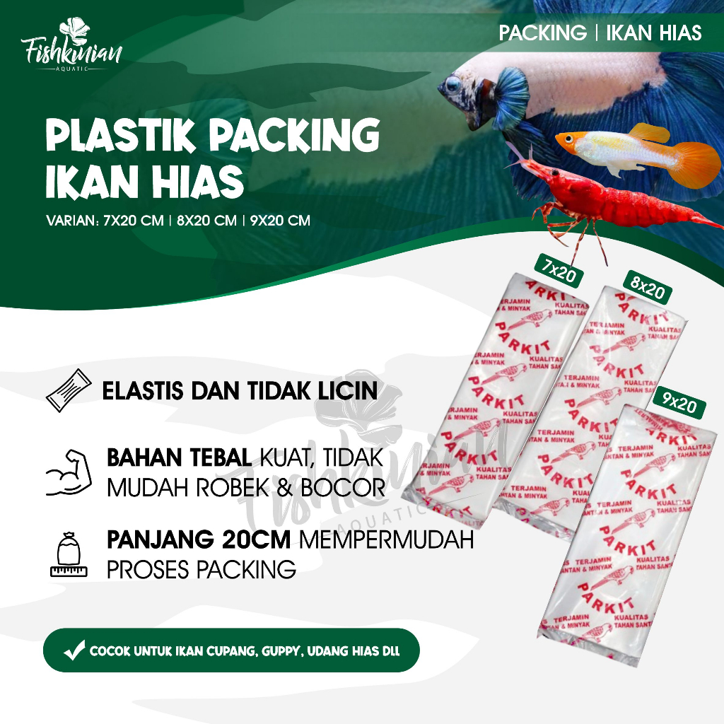 Jual Parkit | Plastik Packing Ikan Hias - Cupang Guppy 7x20 8x20 9x20 | Shopee Indonesia