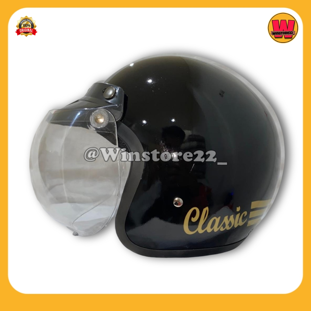 Jual Helm Sepeda Motor Half Face Bogo Classic Original Warna Black ...