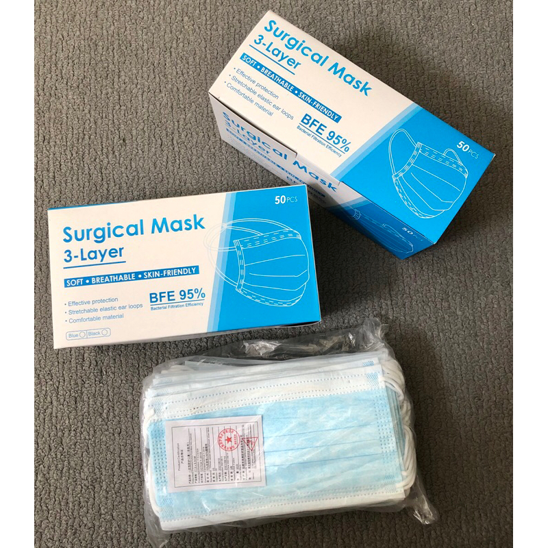 Jual Masker Bedah (Surgical Mask) 3Ply warna BIRU isi 50 Earloop ...