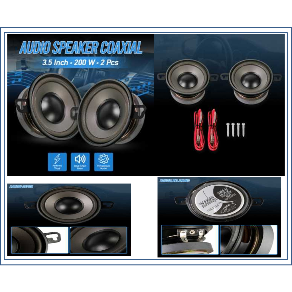 Jual Speaker Coaxial Mobil 3.5 Inch 200 W 2 PCS Speaker pintu mobil ...