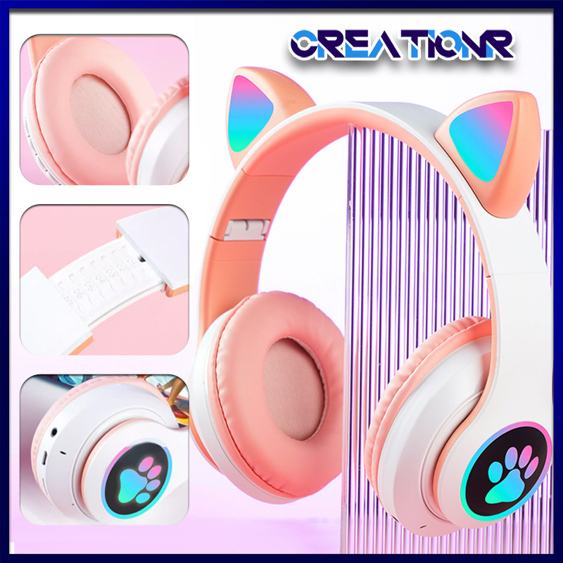 Jual kucing telinga headphone/ headphone wireless/ bluetooth earphone ...