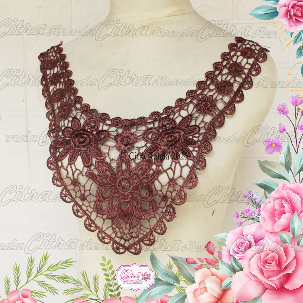 Jual (Per Pcs) AP543 Aplikasi Kerah Bordir Patch Leher / Renda Leher ...