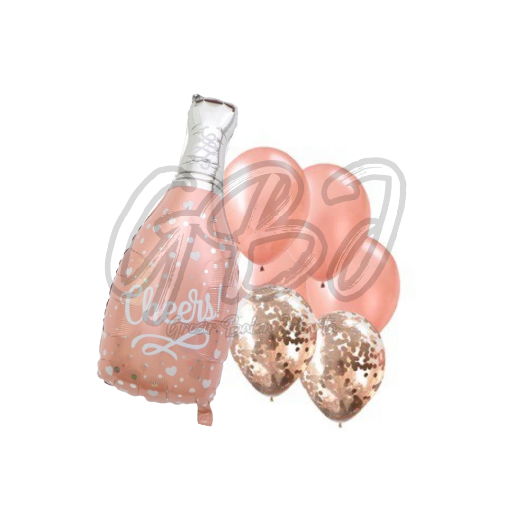 Jual [PAKET MINI] - JUMBO Bridal Shower CHEERS! Rosegold / Paket Botol ...