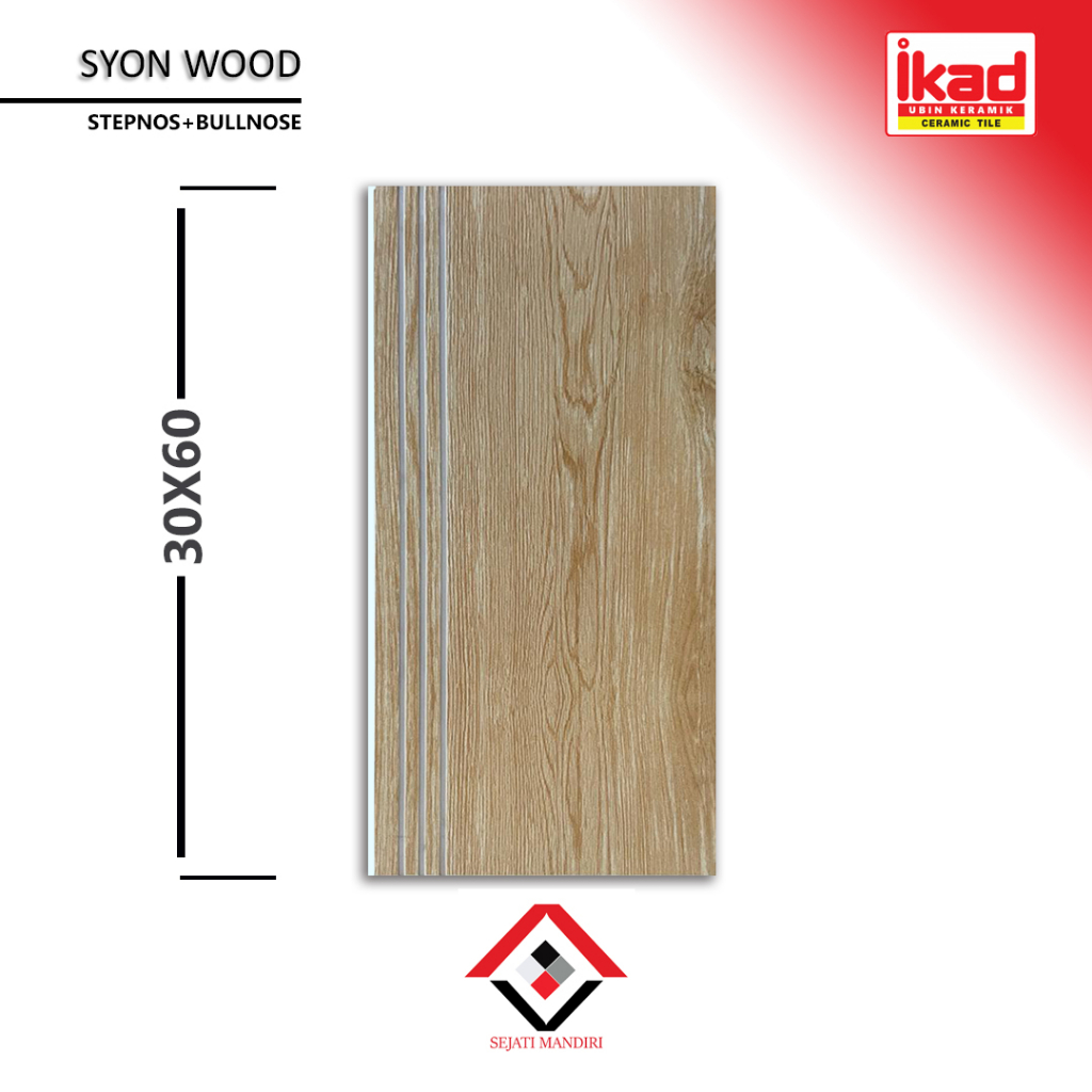 Jual granit tangga 30x60 - stepnos+bullnose - motif kayu - ikad syon wood | Shopee Indonesia