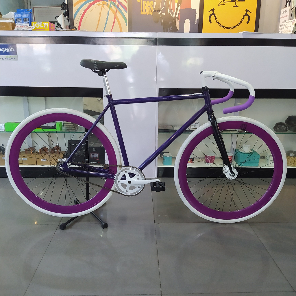 Jual Sepeda Fixie Ungu Tua Fixed Gear Fullbike Fixie Doltrap Bahan ...