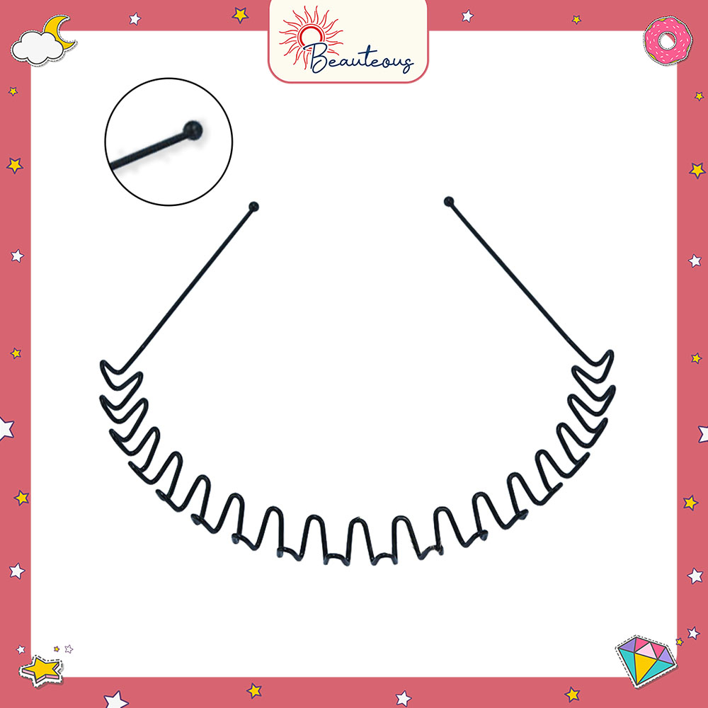 Jual Bando Rambut Kawat Hitam Headband Korea Model Sisir Zigzag Spiral ...