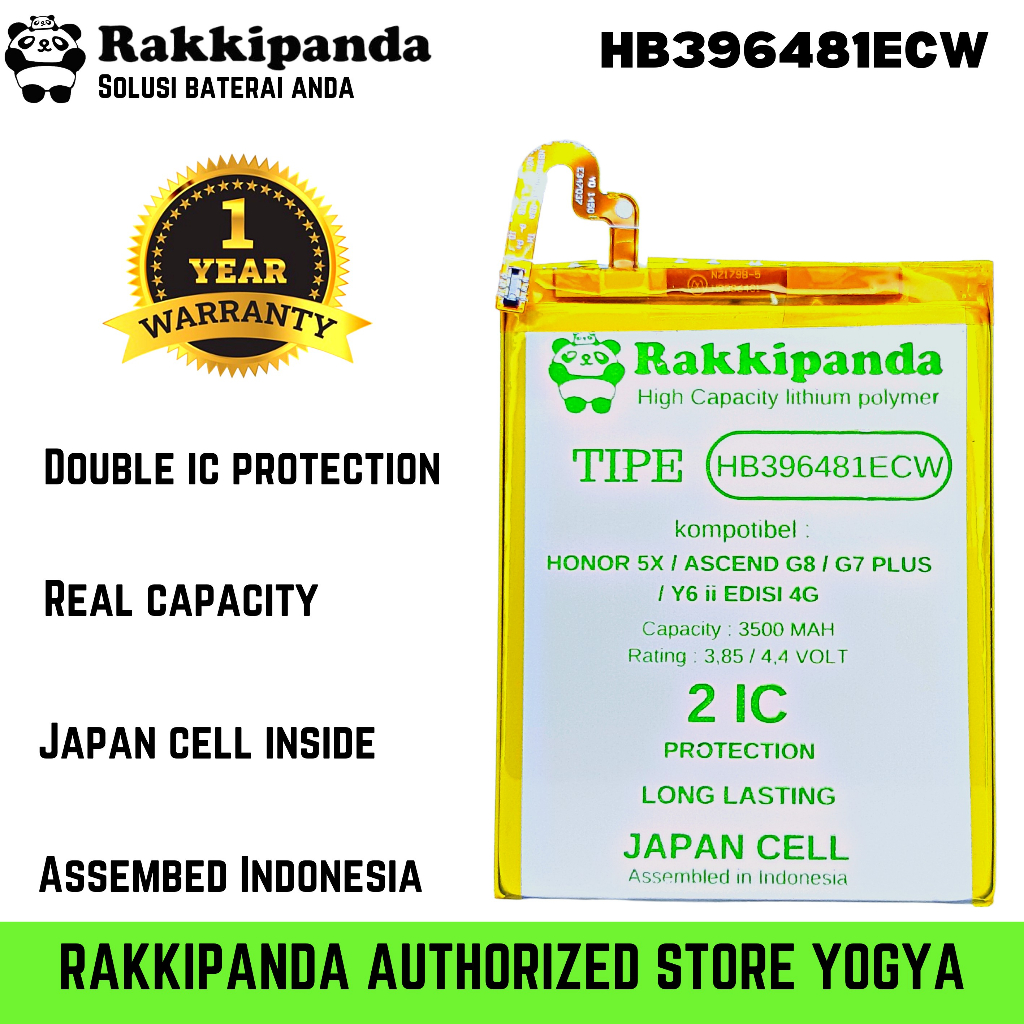 Jual Baterai HP Rakkipanda HB396481EBC / HB396481ECW ASCEND G8 / HONOR ...