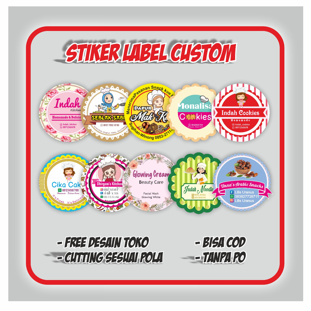 Jual Cetak stiker label kemasan makanan custom label logo olshop free ...