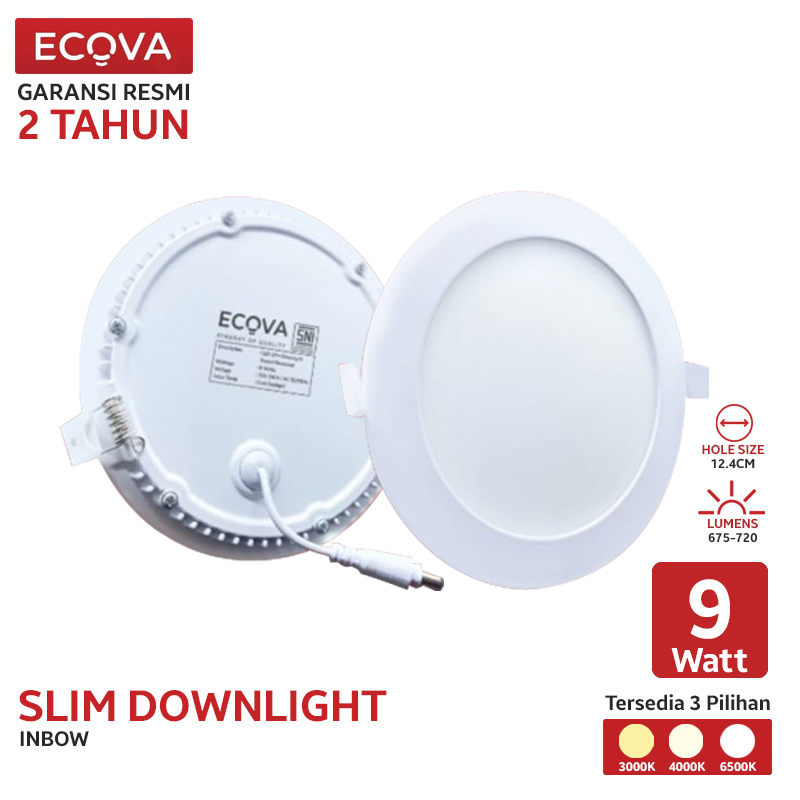Jual Ecova Slim Downlight Lampu Panel LED Bulat Inbow 9 Watt | Shopee ...