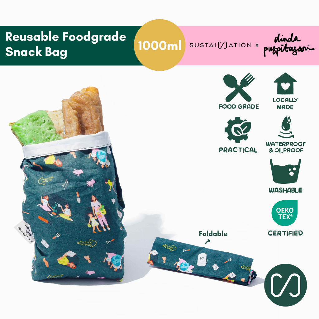 Jual Sustaination x Dinda Foodgrade Snack Bag Kain Pakai Ulang ...