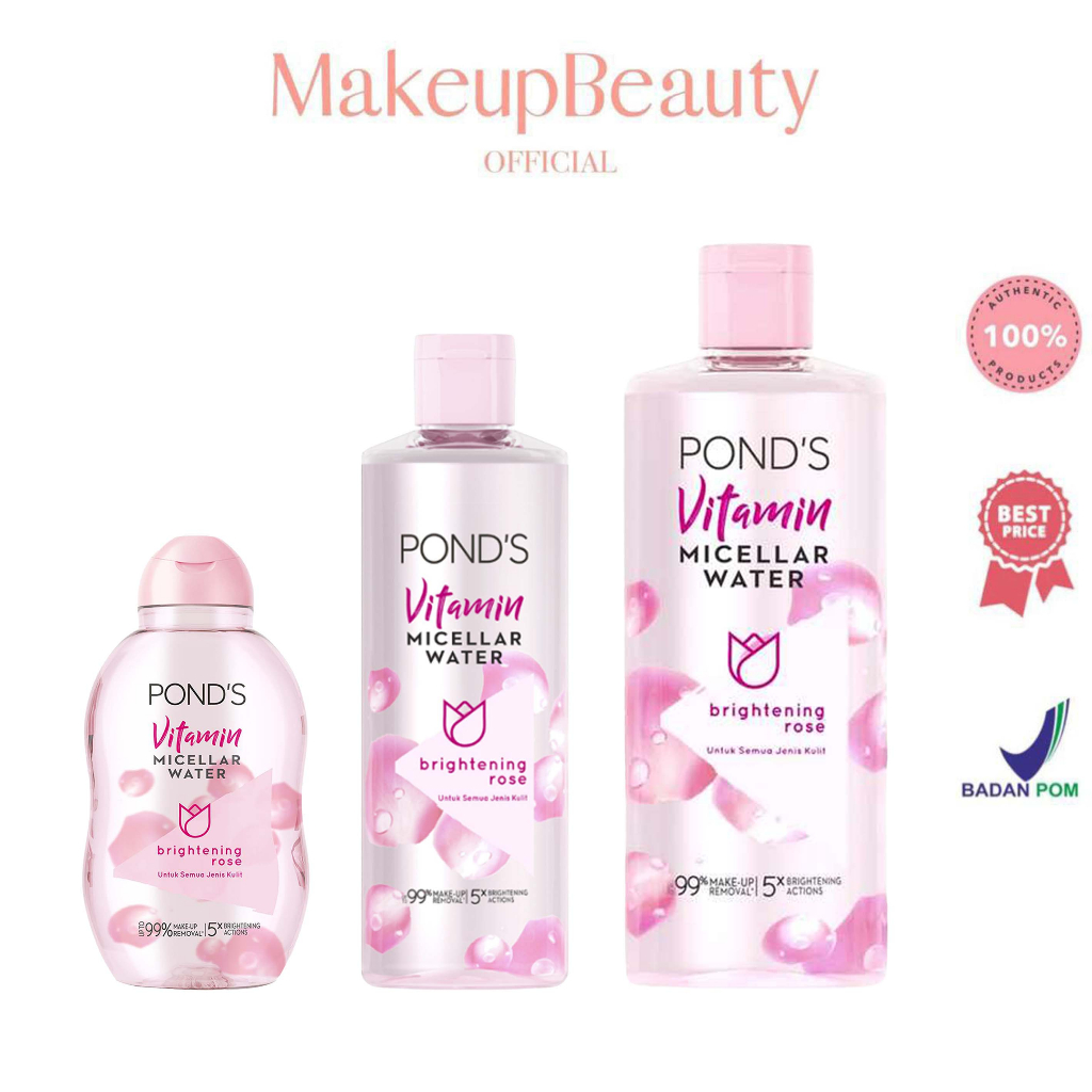 Jual PONDS Vitamin Micellar Water Makeup Remover Brightening Rose For ...
