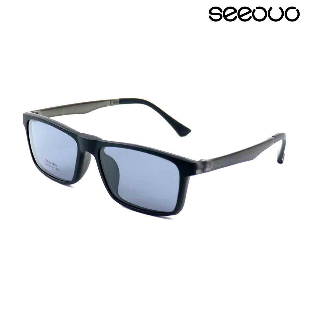 Jual Seeouo Kacamata Clip On Polarized 2 in 1 TR90 Terbaru Unisex Model Kotak Antiradiasi ...