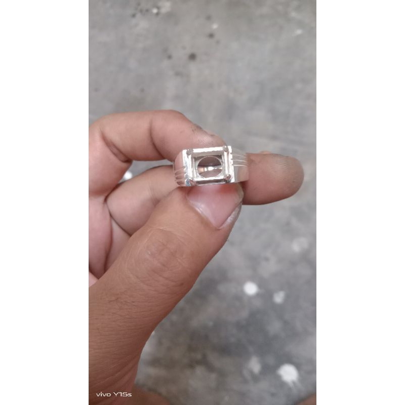 Jual emban cincin perak 925 handmade model kotak batu kotak menyamping ...