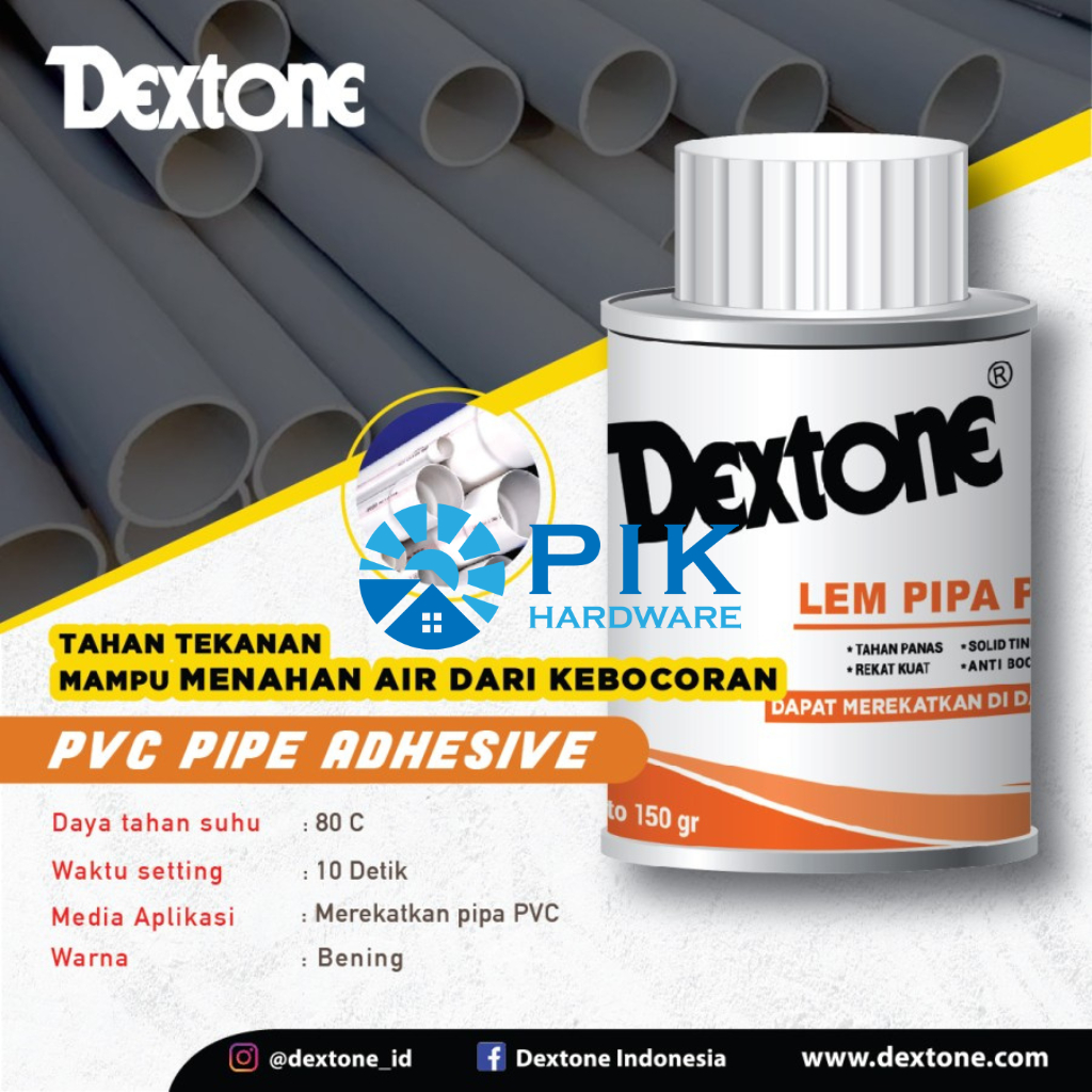 Jual LEM PIPA PVC KALENG DEXTONE 150gr | LEM PRALON / PARALON 150 Gram ...