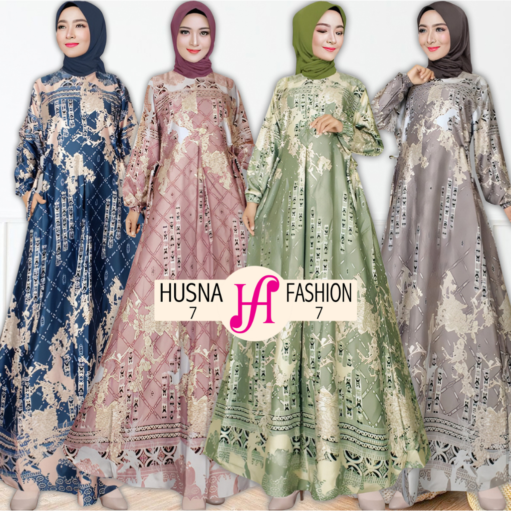 Jual Gamis muslim bahan silk premium Motif starla mewah jumbo ori murah ...