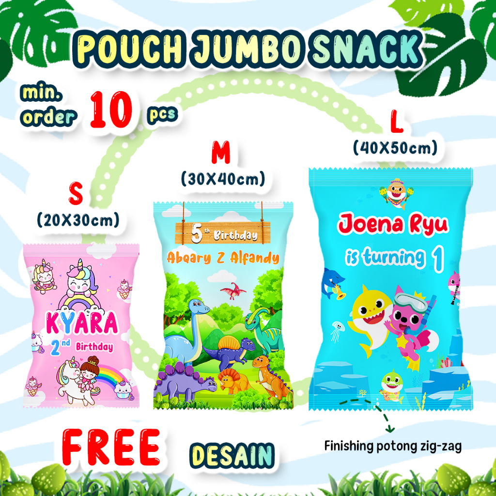 Jual POUCH JUMBO SNACK GIANT SNACK ULANG TAHUN FREE DESAIN | Shopee ...
