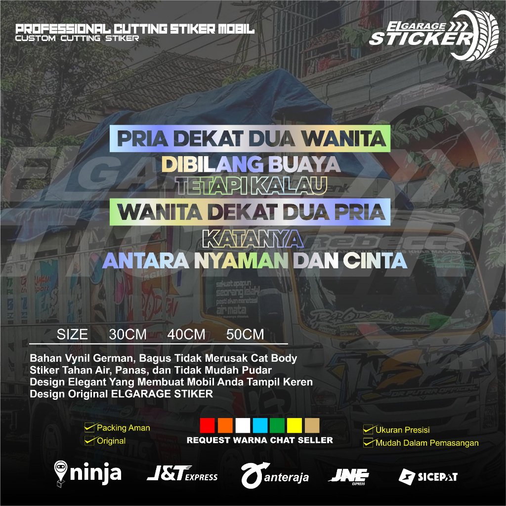Jual Stiker kaca kata kata stiker variasi kaca mobil truk pickup stiker ...