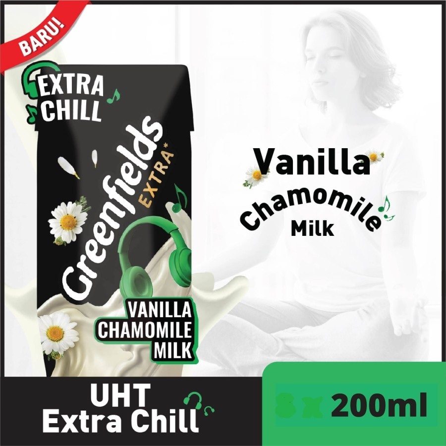 Jual SUSU UHT GREENFIELDS EXTRA CHILL VANILLA CHAMOMILE 200ML MILK ...