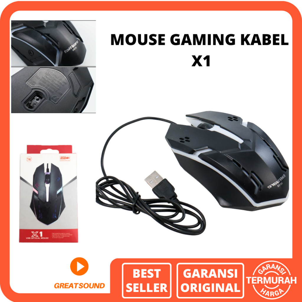 Jual Mouse Gaming Wired X1 Mouse Gaming Kabel X1 Mouse Gaming RGB Mouse ...