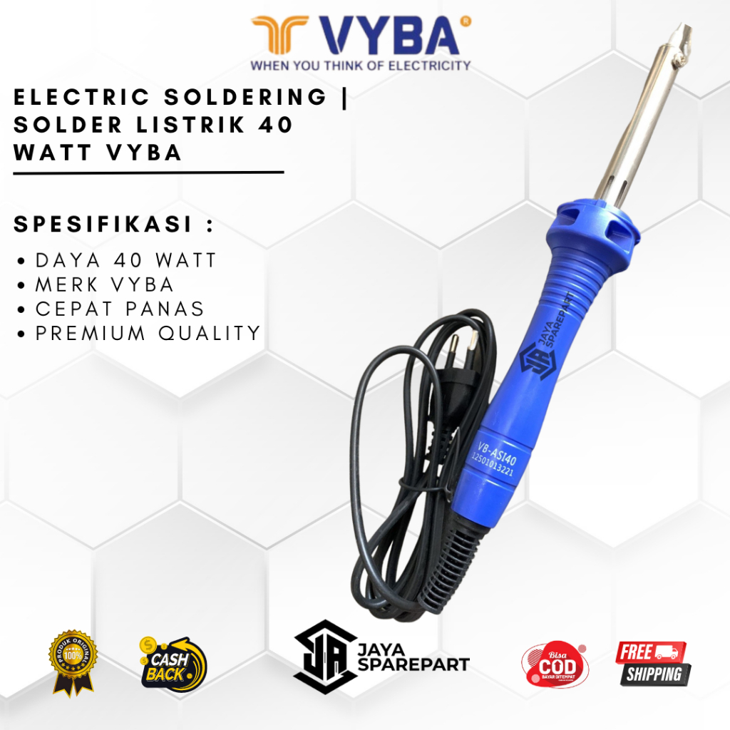 Jual Electric Soldering | Solder Listrik 40 Watt VYBA | Alat Kelistrikan Solder Besi | Shopee ...