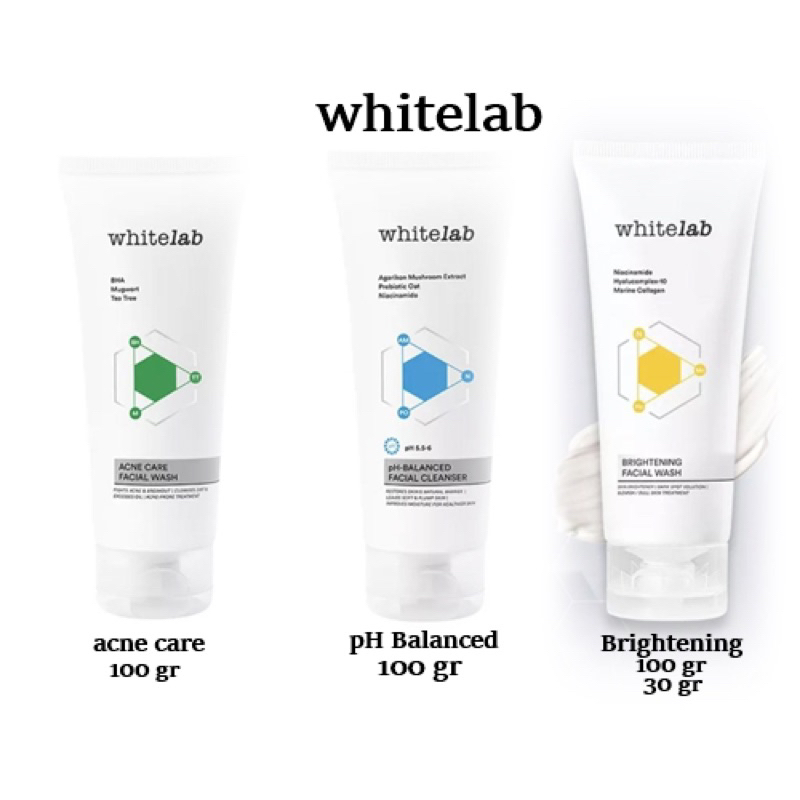 Jual Whitelab Brightening Facial Wash 100g 30gr/ Acne Care 100gr/ ph ...