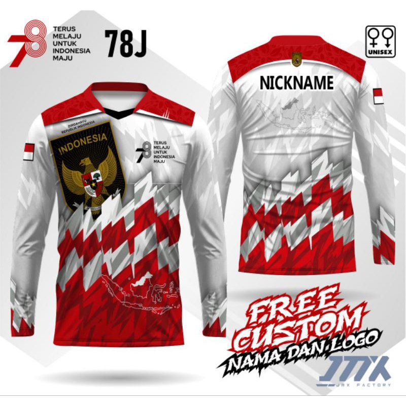Jual Jersey Hut ri ke 78 lengan panjang kaos kemerdekaan Indonesia baju dirgahayu Indonesia 2023 ...