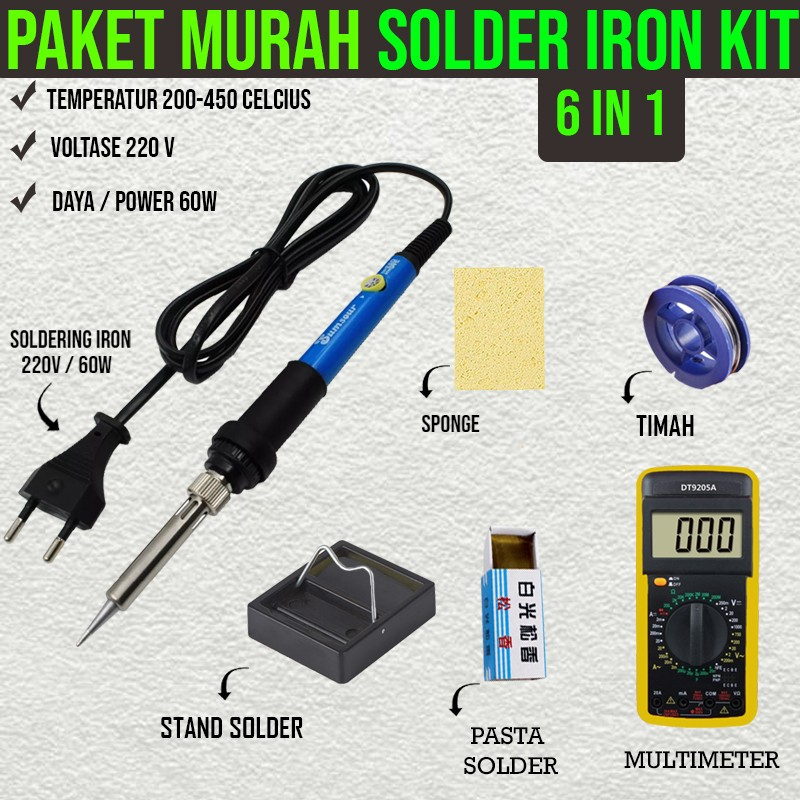 Jual Solder Listrik 60 Watt Adjustable Temperatur Solder Kit Set 5 in 1 | Shopee Indonesia
