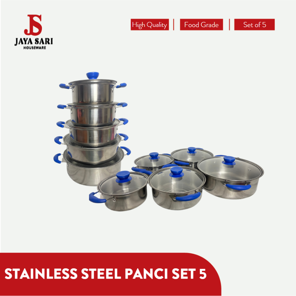 Jual Stainless Panci Set 5pcs / Panci Set 5 in 1 / Panci Lengkap ...