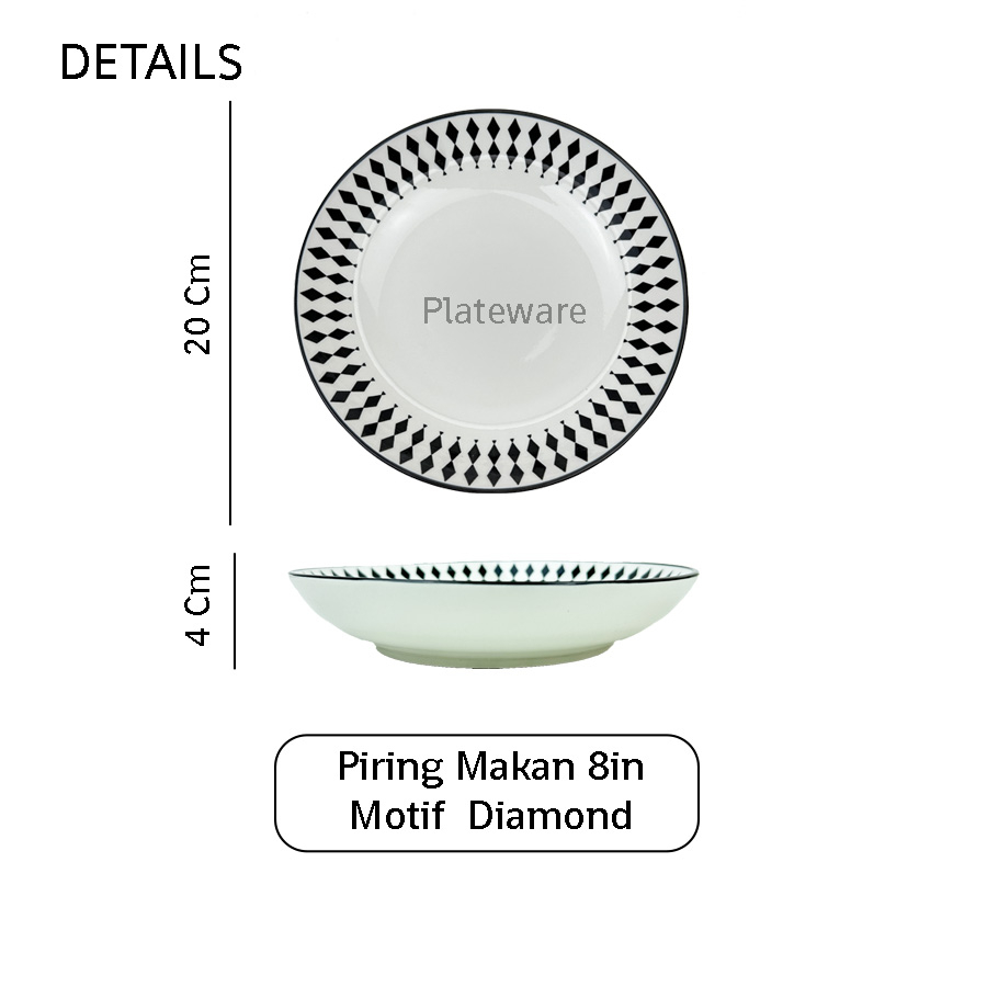 Jual Piring Makan Keramik Piring Saji Piring Buah Motif Polkadot Ukuran ...