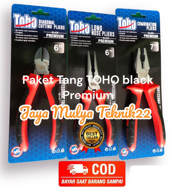 Jual TOHO Paket Tang 3pcs Kombinasi Lancip Potong BLACK PREMIUM / Tang ...