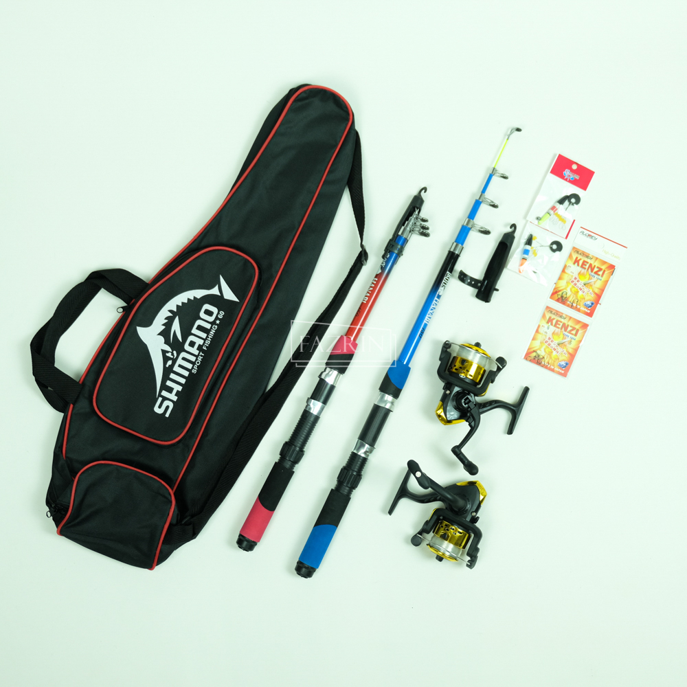 Jual 2 Set Pancingan Lengkap Antena Reel 5BB Bonus Tas Kacang V1 Fiber ...