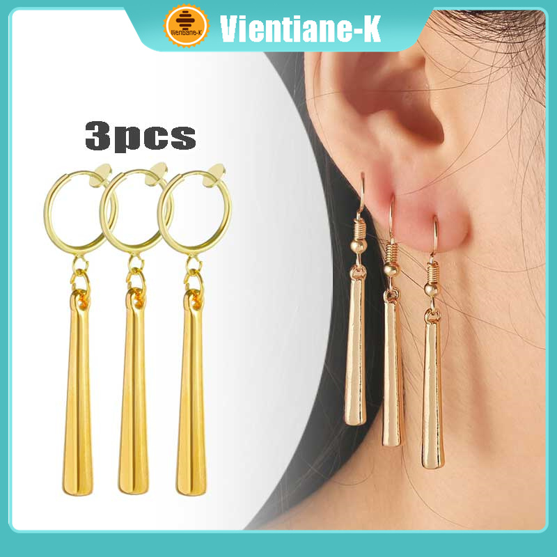 Jual Anting Klip 3pcs/Set Electroplating Ear Hook Emas One Piece ...