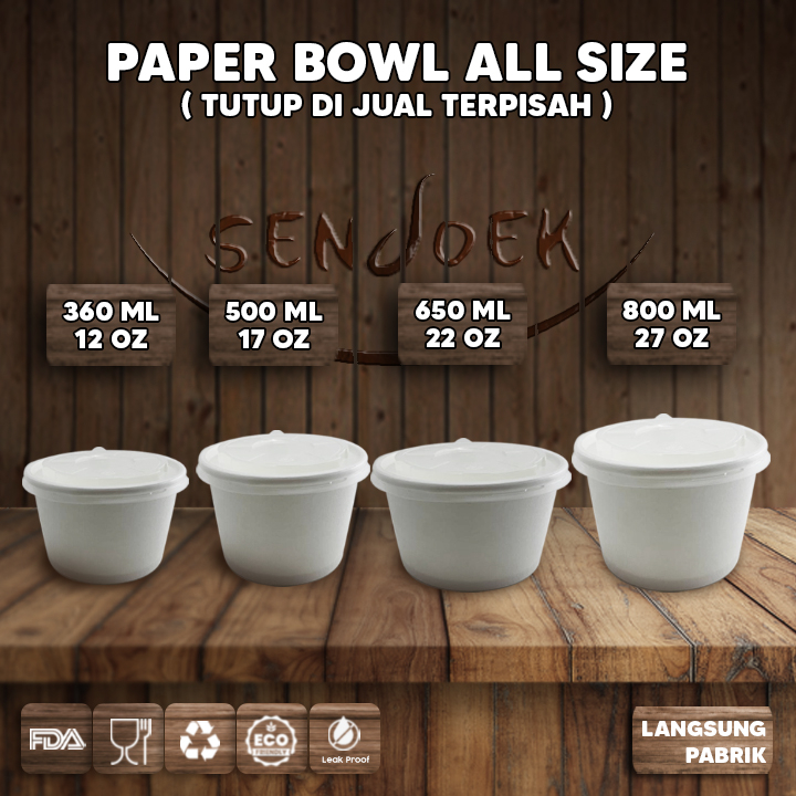 Jual PAPER BOWL + TUTUP ALL SIZE | PAPER RICE BOWL | MANGKUK KERTAS ...