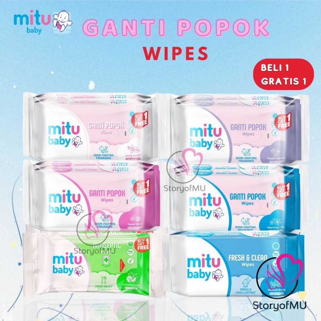 Jual MITU Baby Tisu Basah Ganti Popok 50's Beli 1 Gratis 1 Charming ...