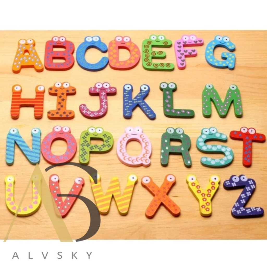 Jual MAINAN EDUKASI ALPHABET WOODEN MAGNET HURUF DAN ANGKA ISI 26 PCS ...
