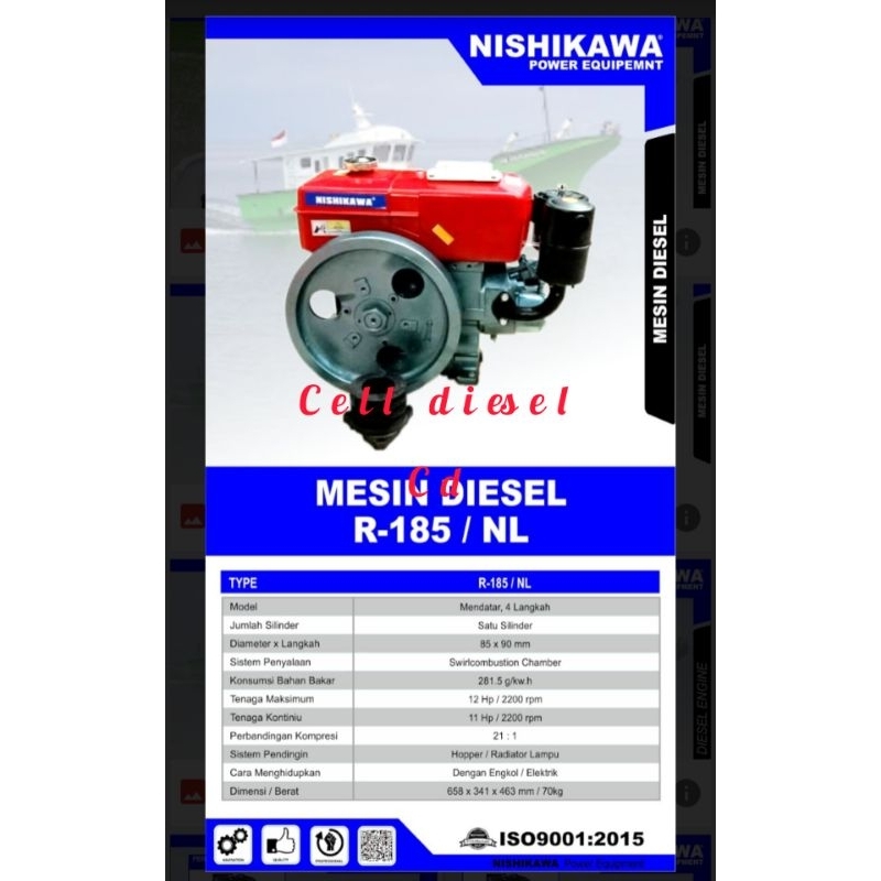 Jual mesin diesel Nishikawa R185 NL mesin penggerak 12 HP | Shopee ...