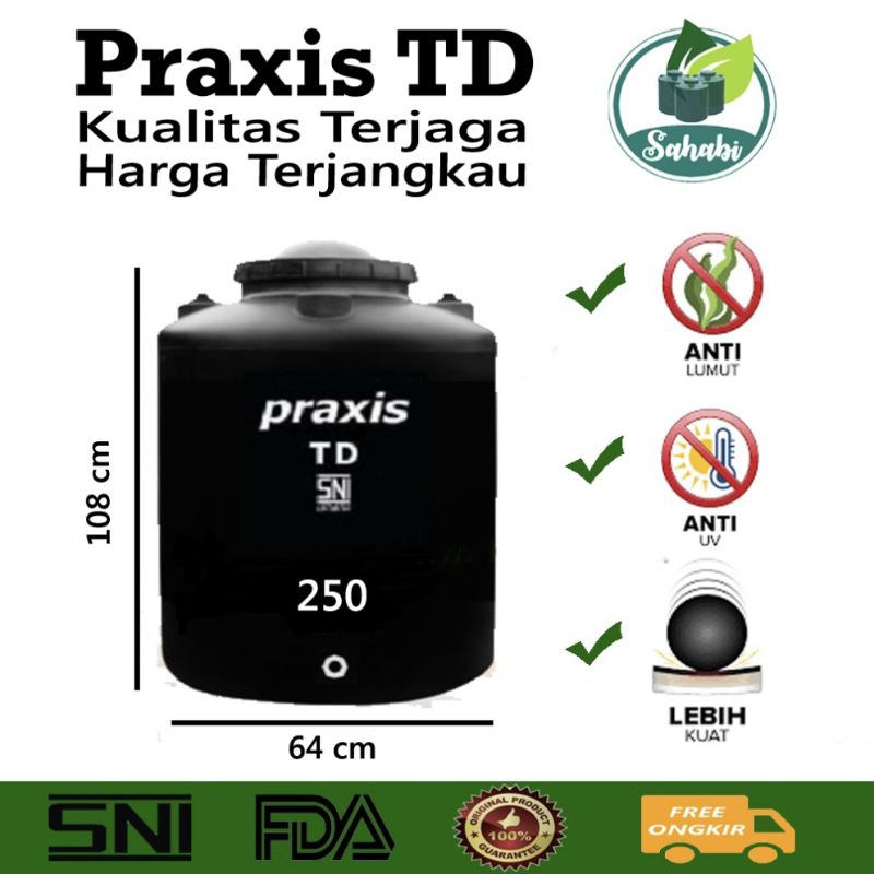 Jual Tandon Air / Toren Air / Tangki Air Murah Praxis TD 250 Liter ...