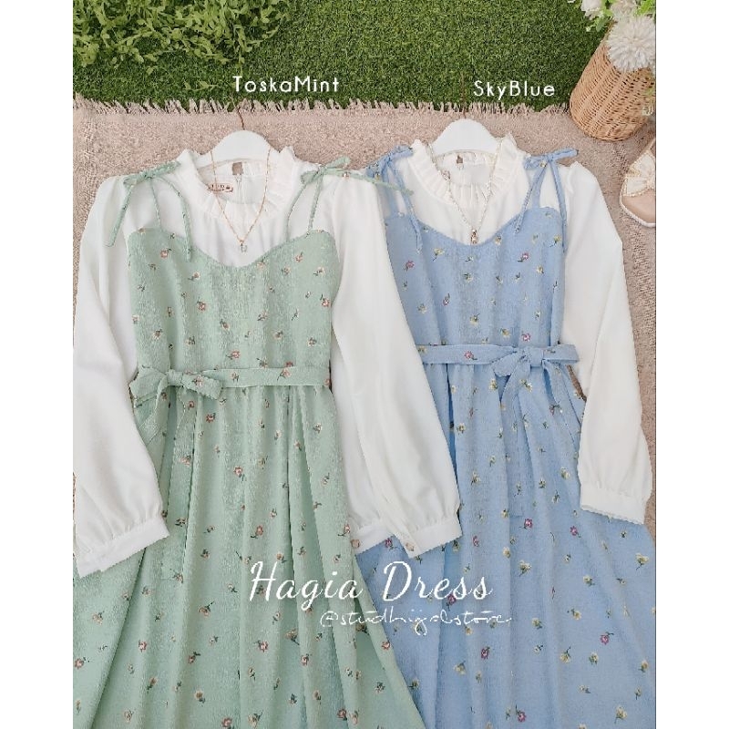 Jual Hagia Overall Dress Gamis Bunga Hagia by Studhijabstore | Shopee ...