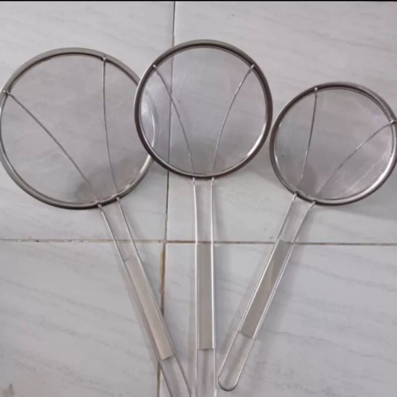 Jual SARINGAN MINYAK GAGANG PANJANG HALUS STAINLES / SARINGAN STAINLESS ...