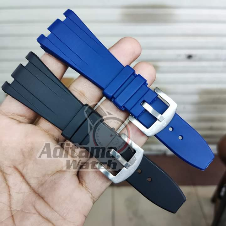 Jual TALI JAM TANGAN AP AUDEMARS PIGUET KARET RUBBER BIRU HITAM 2IMM ...